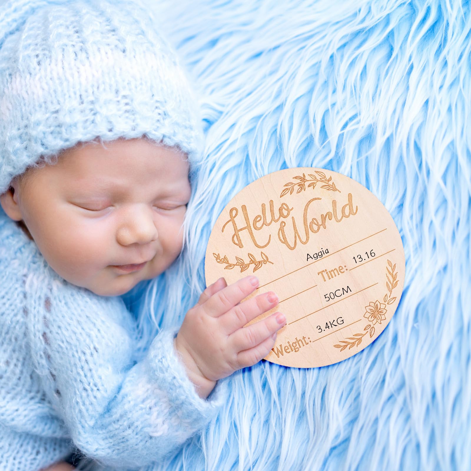 Snapklik.com : Newborn Announcement Sign, Double-Sided Wooden Baby Name ...
