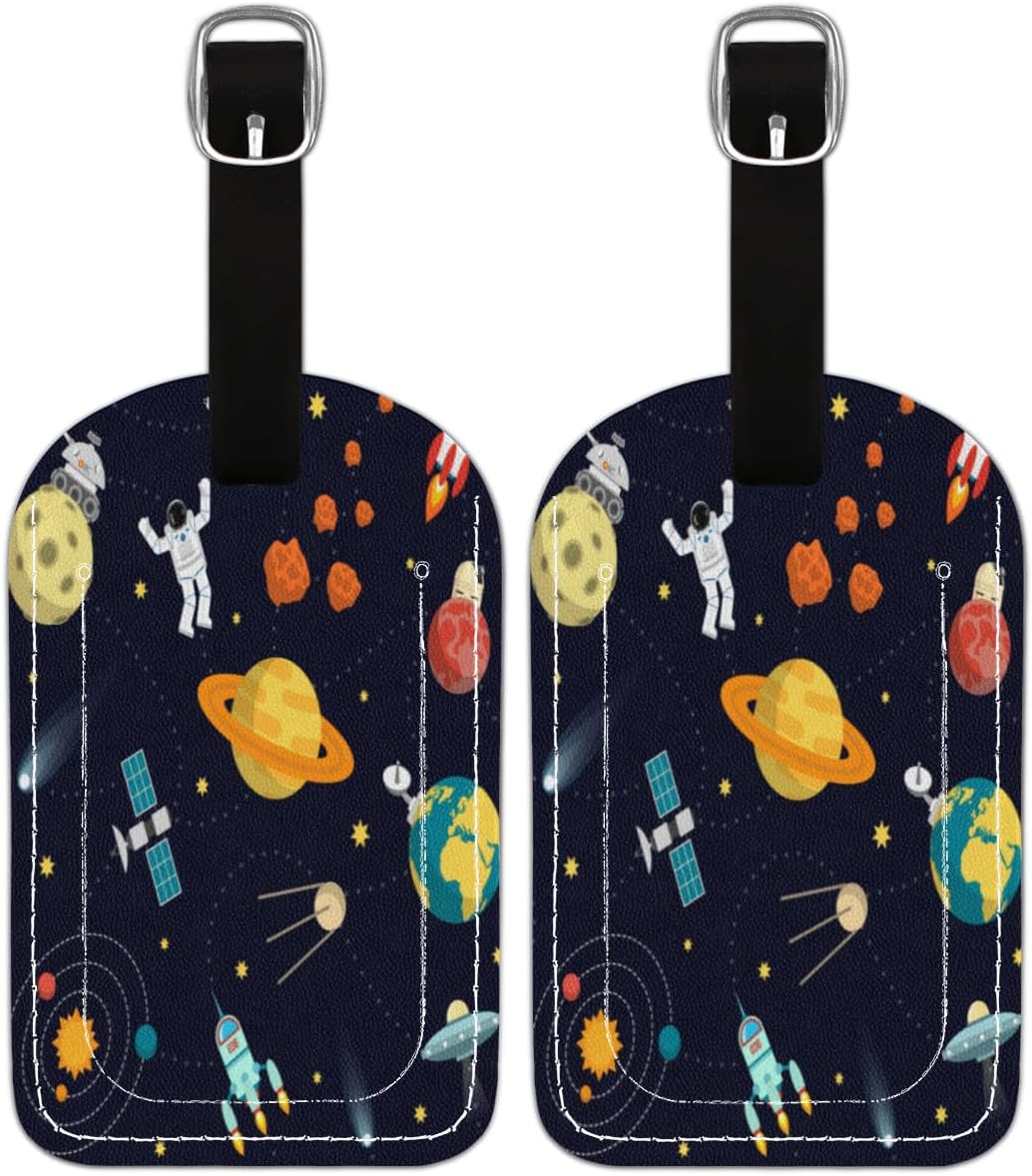 Amazon.com: Planets Astronaut Leather Luggage Tags for Suitcases Bright ...