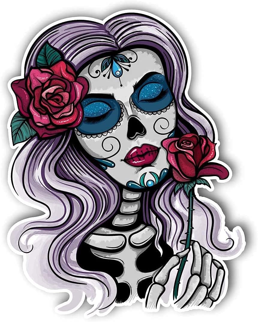 Amazon.com - Lilly Flower Sugar Skull Car Stickers Decals Waterproof ...