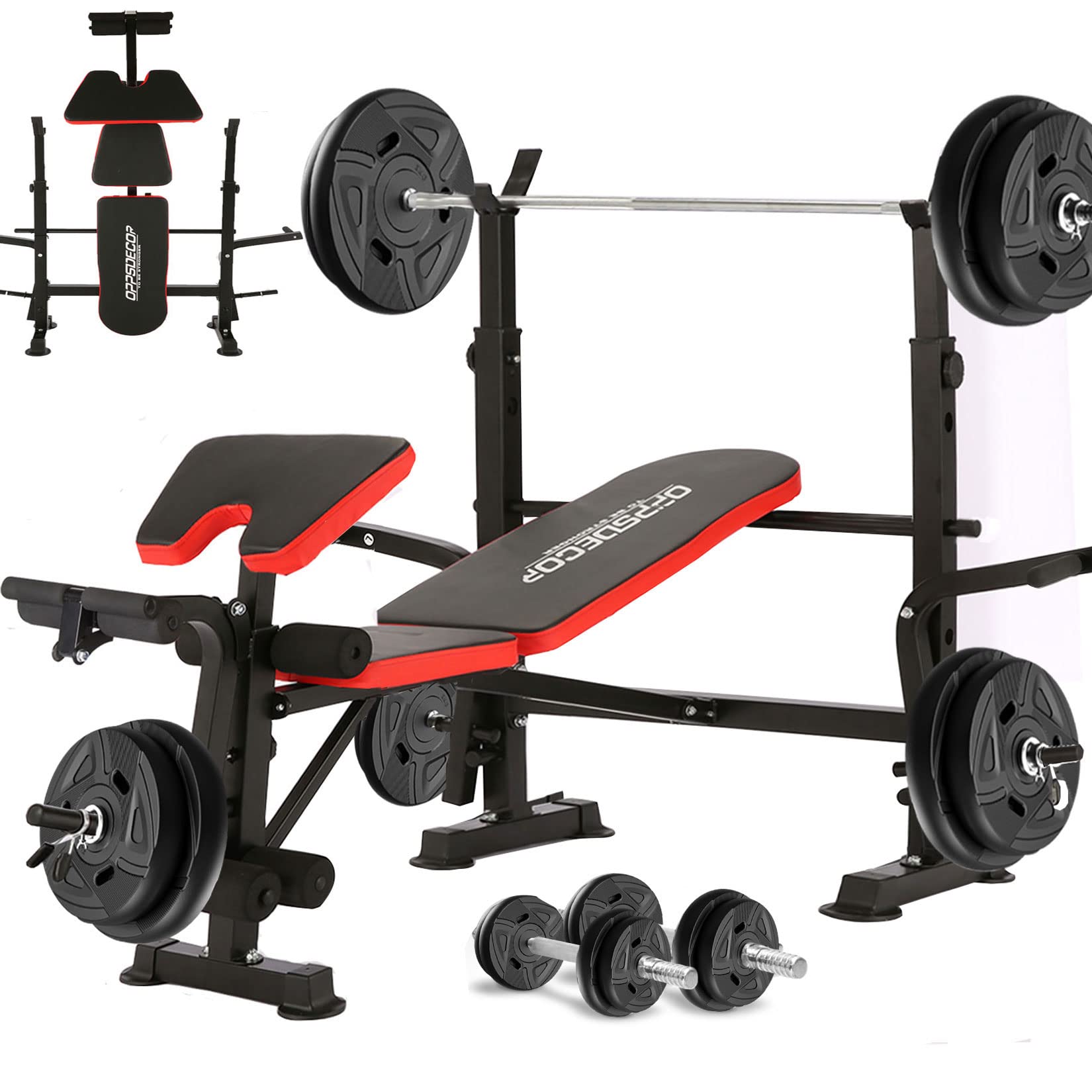 Snapklik.com : OPPSDECOR 600lbs 6 In 1 Weight Bench Set