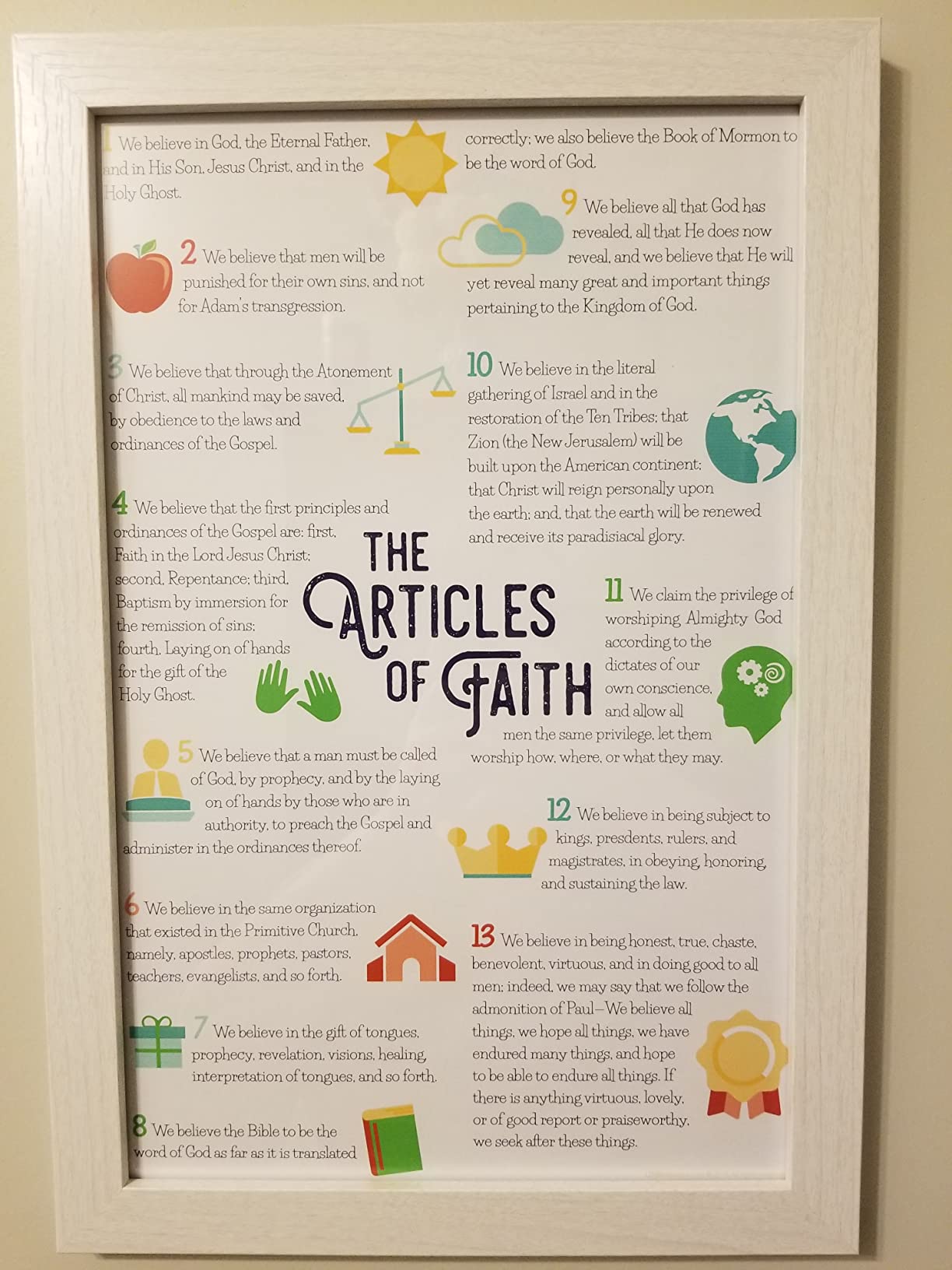Amazon.com: Articles of Faith Poster - 11x17 - LDS, Perfect for Primary ...