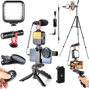 Amazon.com: YouTube Starter Kit,Vlogging Kit for iPhone 15 Android Phone,Content Creator Kit for ...