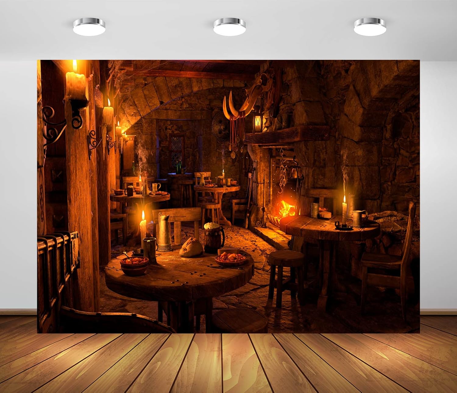 Amazon.com : BELECO 12x8ft Fabric Medieval Tavern Backdrop for ...