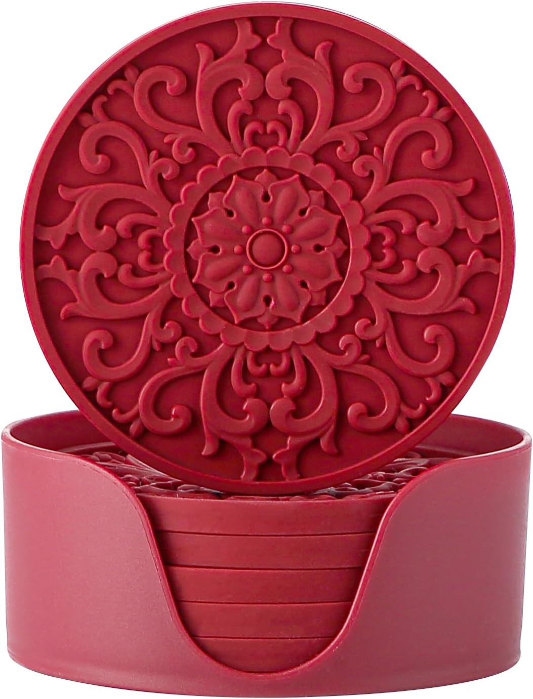 Amazon.com: Colinda Silicone Coasters - Set of 6 with Holder, Non-Slip ...