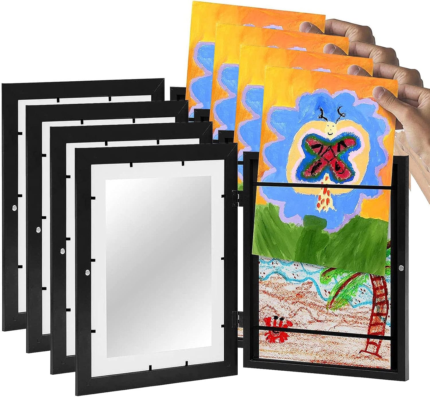 Amazon.com: LxuRY Kids Artwork Display Frame, Wooden Flip Frame ...