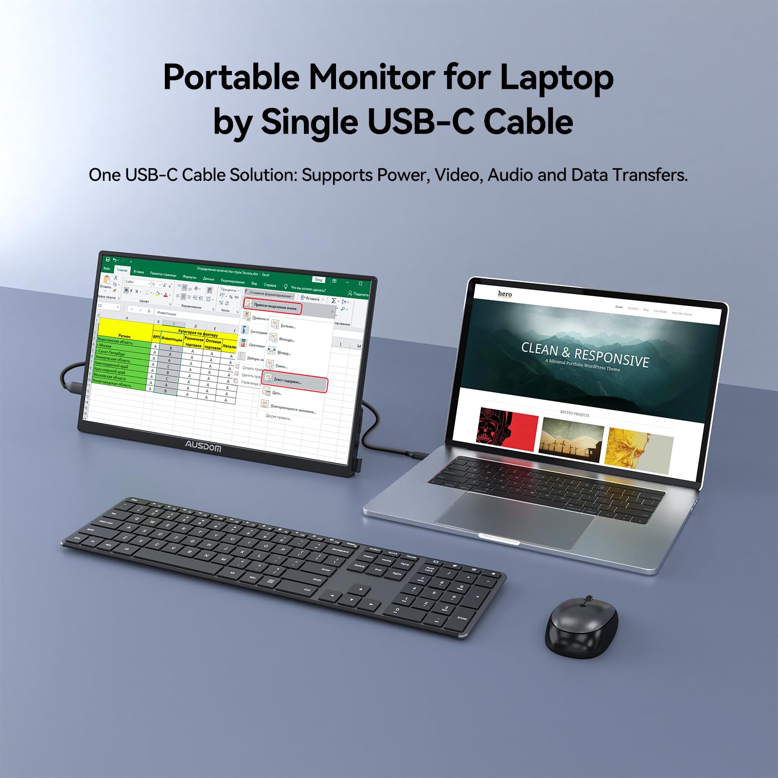 Snapklik.com : AUSDOM 15.6 Portable Laptop Monitor: FHD 1080P 15.6 Inch ...