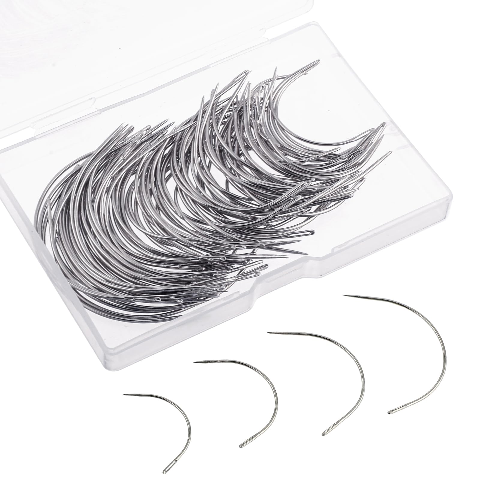 100 Pcs Curved Sewing Needles 4 Sizes Curved Leather Hand Sewing ...