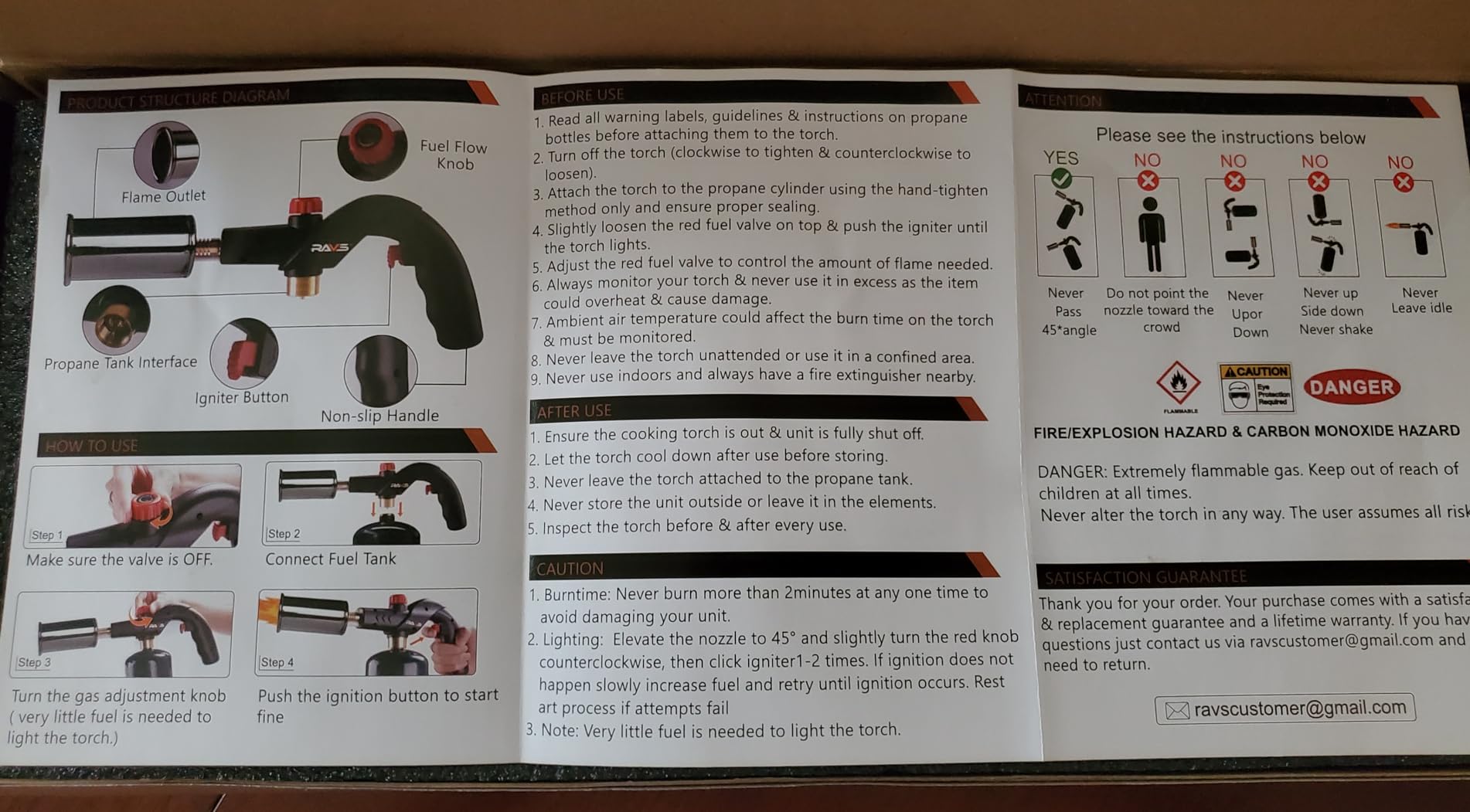 Amazon.com: ravs Propane Cooking Torch, Adjustable Meat Searing Torch ...