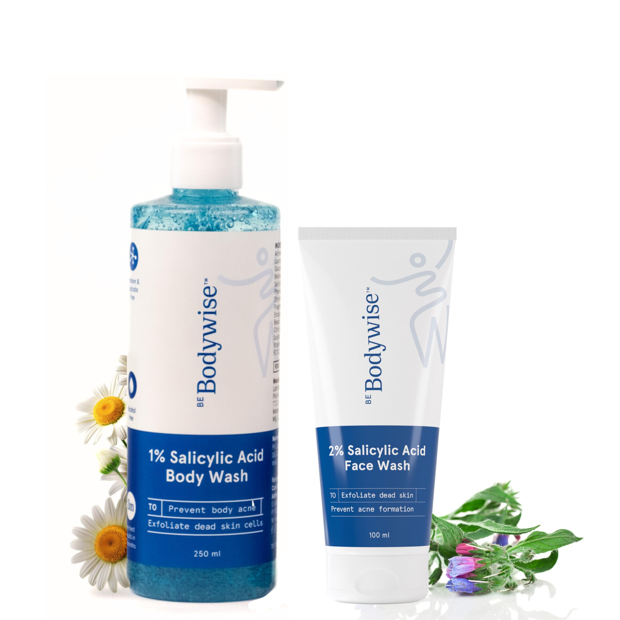 Be Bodywise 1% Salicylic Acid Body Wash & 2% Salicylic Acid Face Wash ...