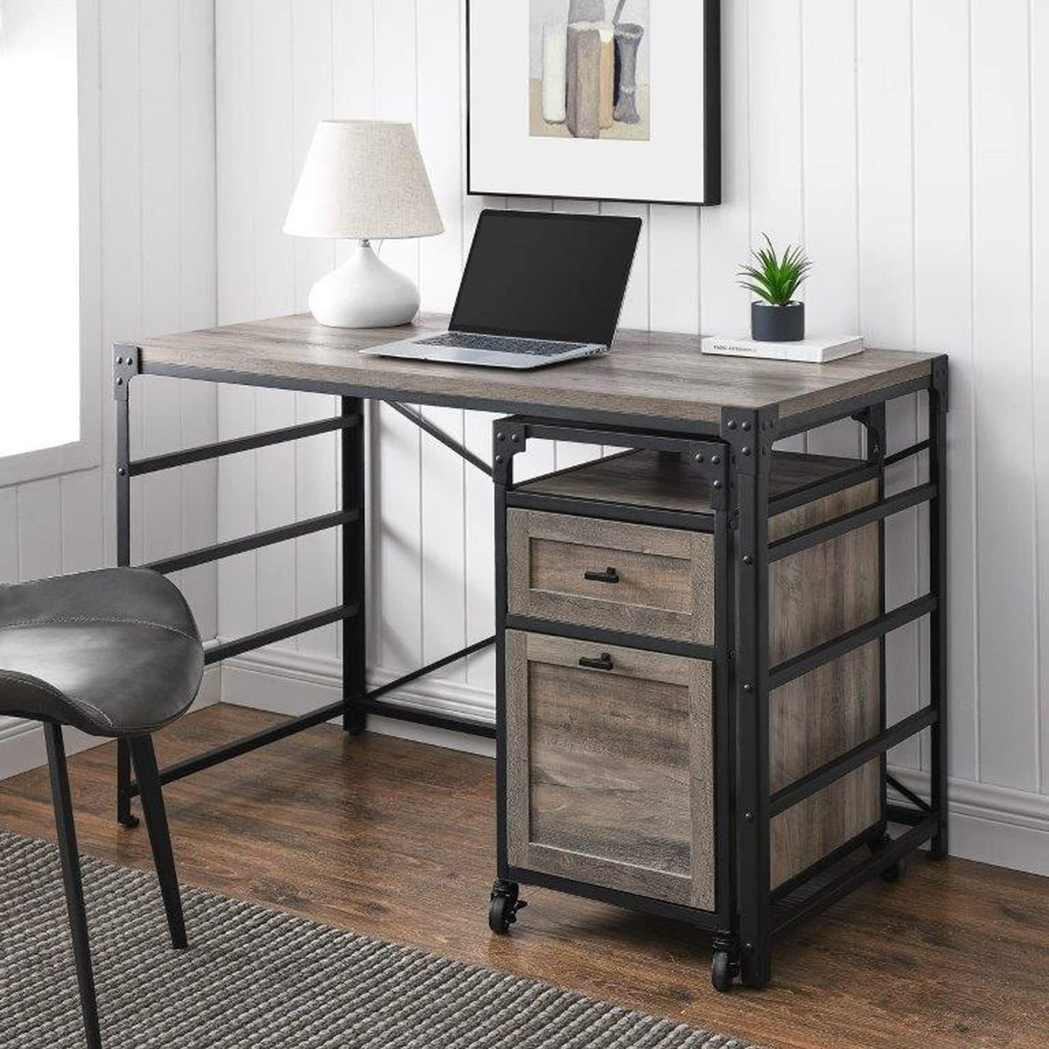 MDA Designs BRAMPTON Home Office Study Grey Wash with Matte Black ...