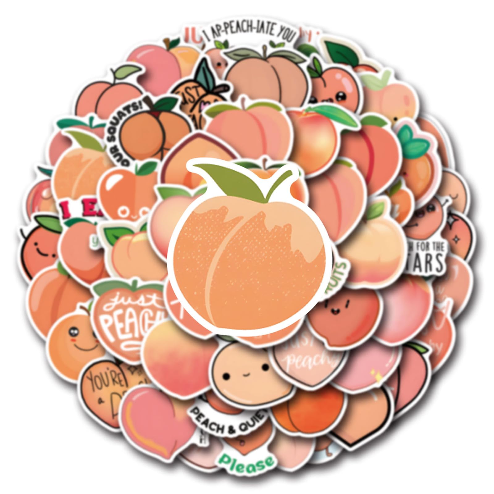 Amazon.com: 60Pcs Fruit Peach Stickers Peachy Stickers Themed First ...