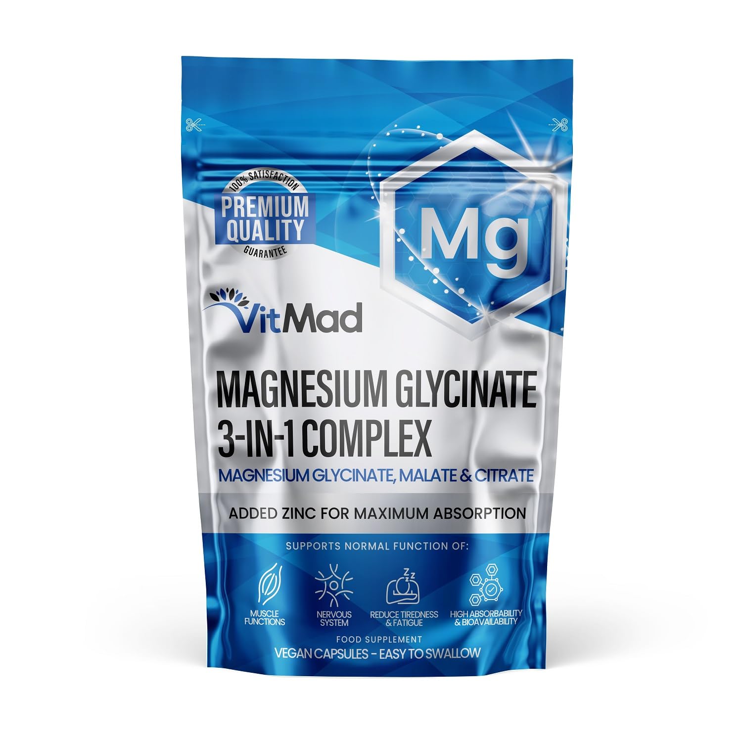 Magnesium Glycinate 3-in-1 Complex - Bisglycinate, Citrate & Malate ...