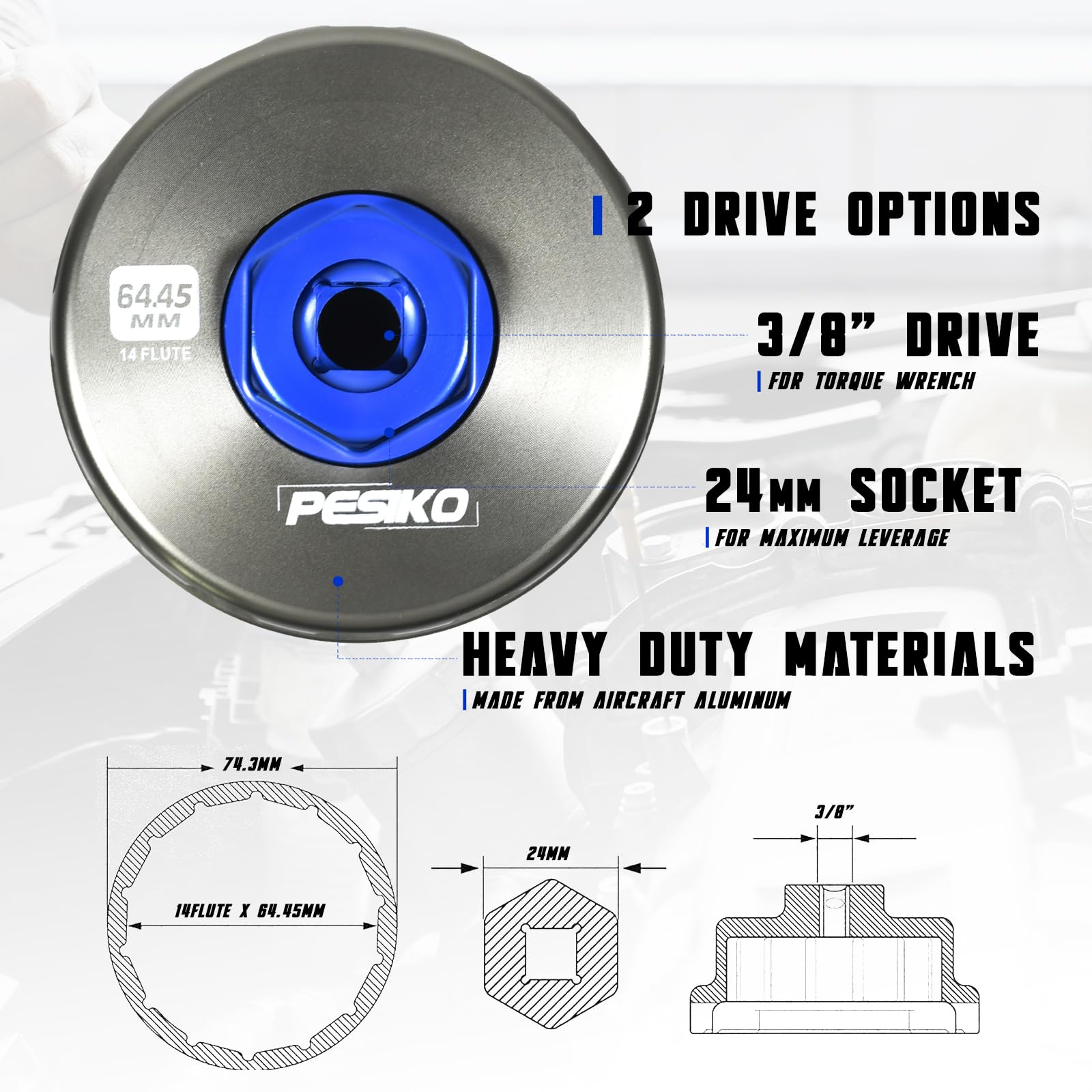 Snapklik.com : 64mm Oil Filter Wrench, Drain Hose & Engine Oil Funnel ...