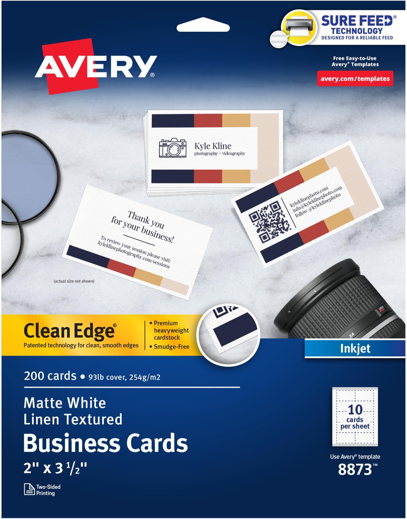 Avery Printable Business Cards, Inkjet Printers, 200 Cards, 2 x 3.5 ...