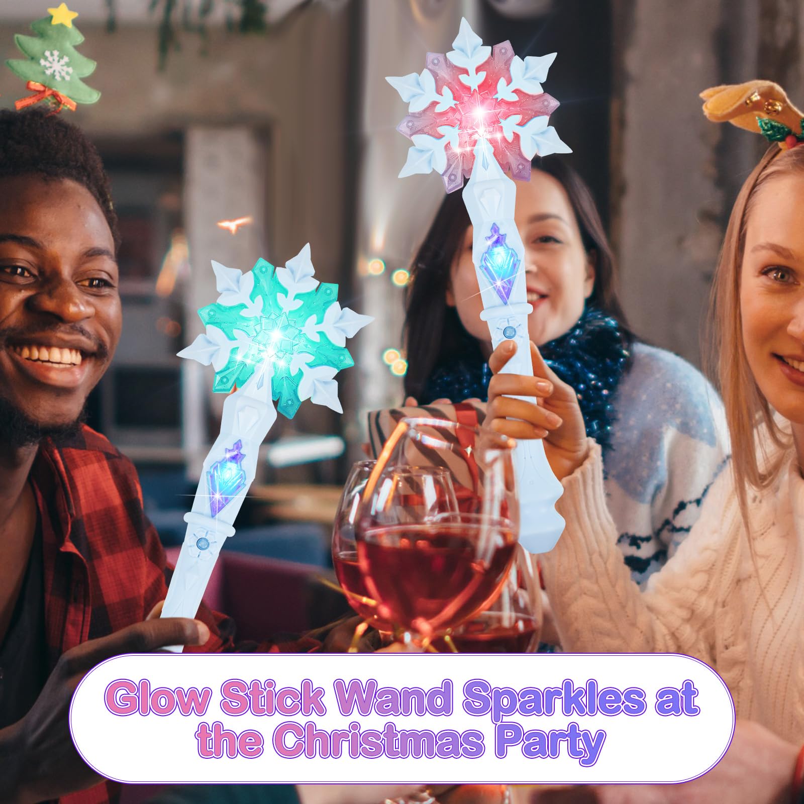 Jenaai 8 Pieces Snowflake Magic Wand with Sound Light up Wands Princess ...