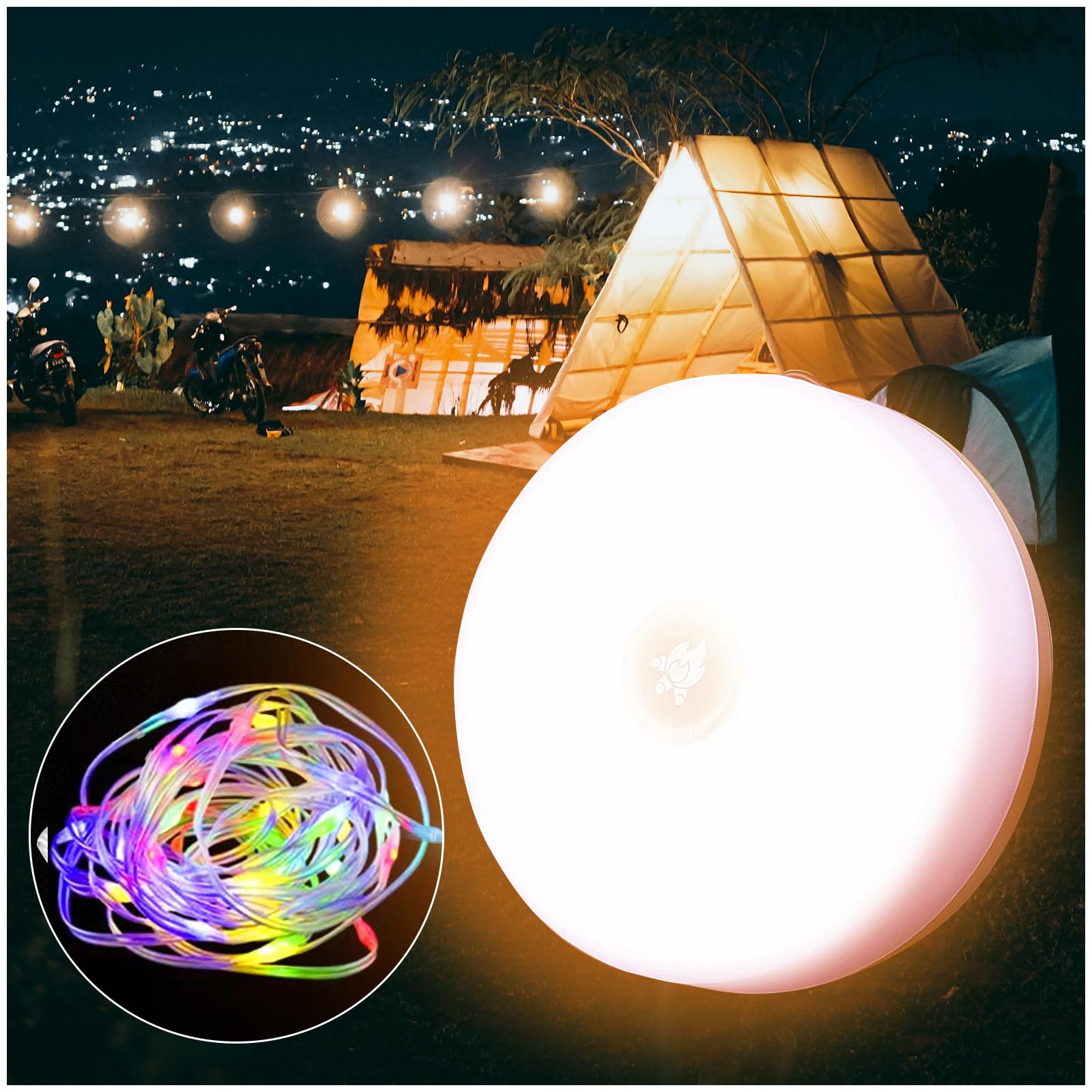 Amazon.com: Tent Lights for Camping,Solar String Lights,Quick 30s ...