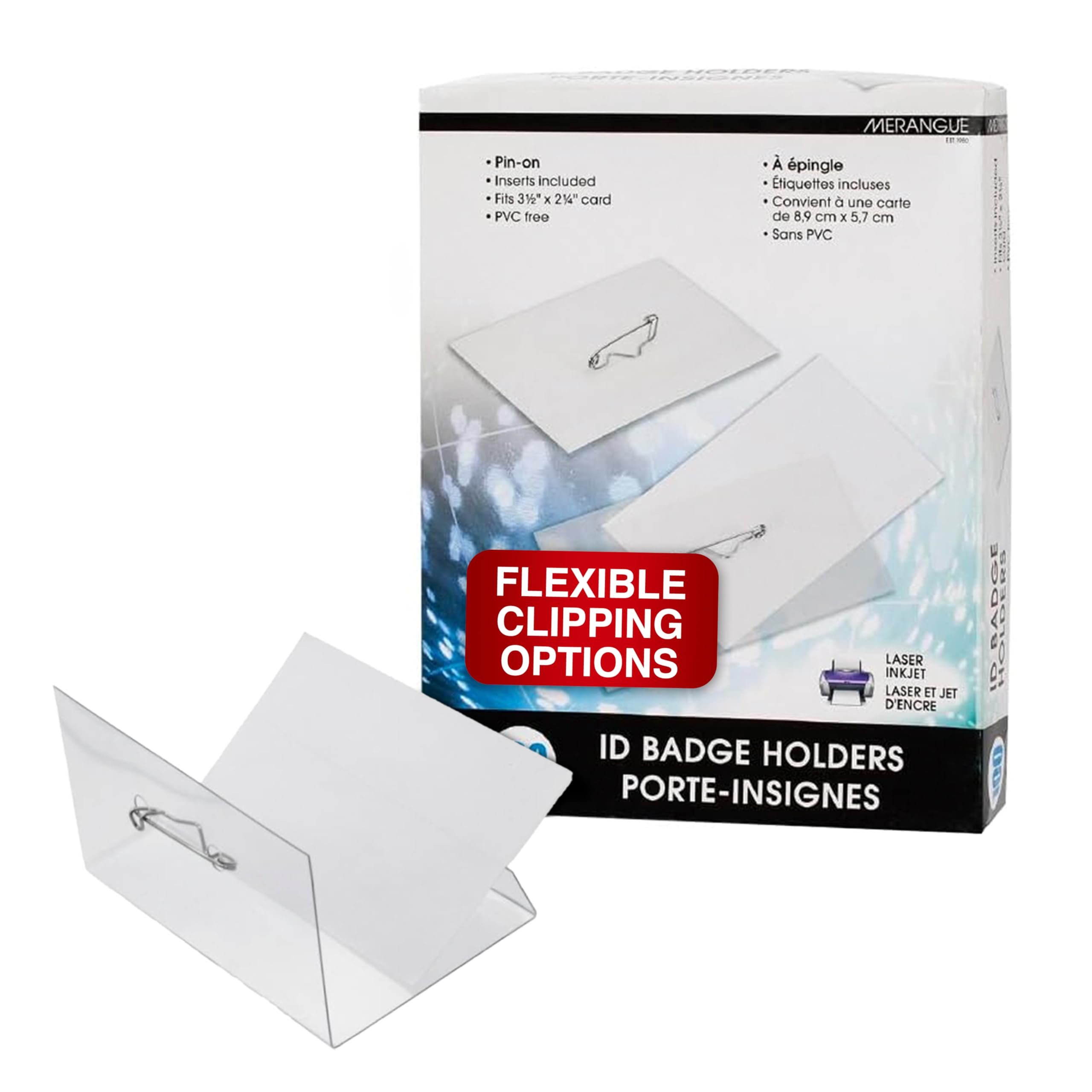 Merangue ID Badge Holder, Versatile ID Card Holder with Pin, PVC-Free ...