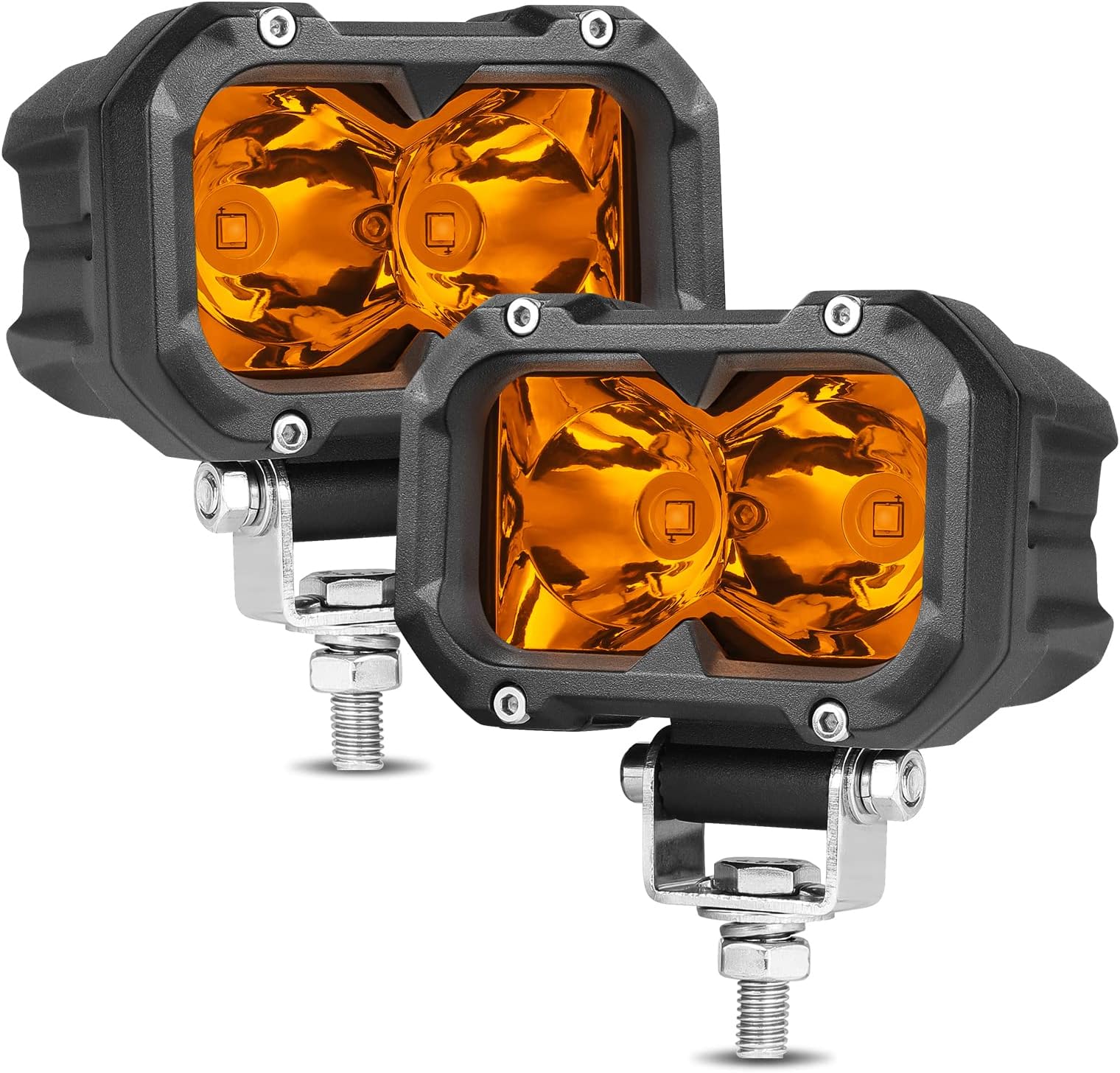 Amazon.com: MOTOQUEEN LED Lights Kit Amber White 4 Inch 30W, Round ...