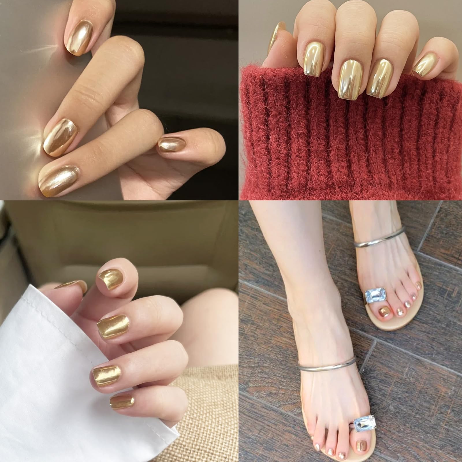 Women Metallic Gold Pedicure The Best Fall 2024 Nail Trends Shop
