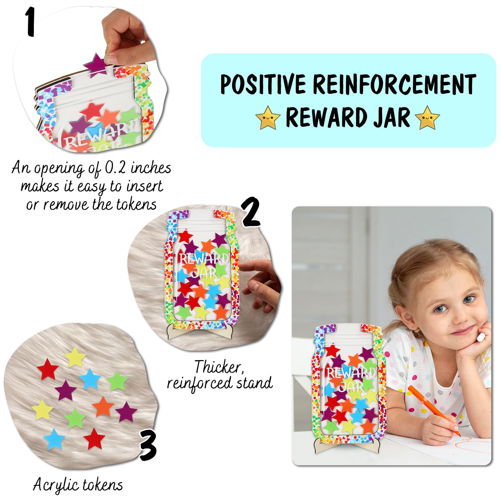 Magnetic Reward Jar For Classroom Wooden Reward Jar With Boho Stars ...