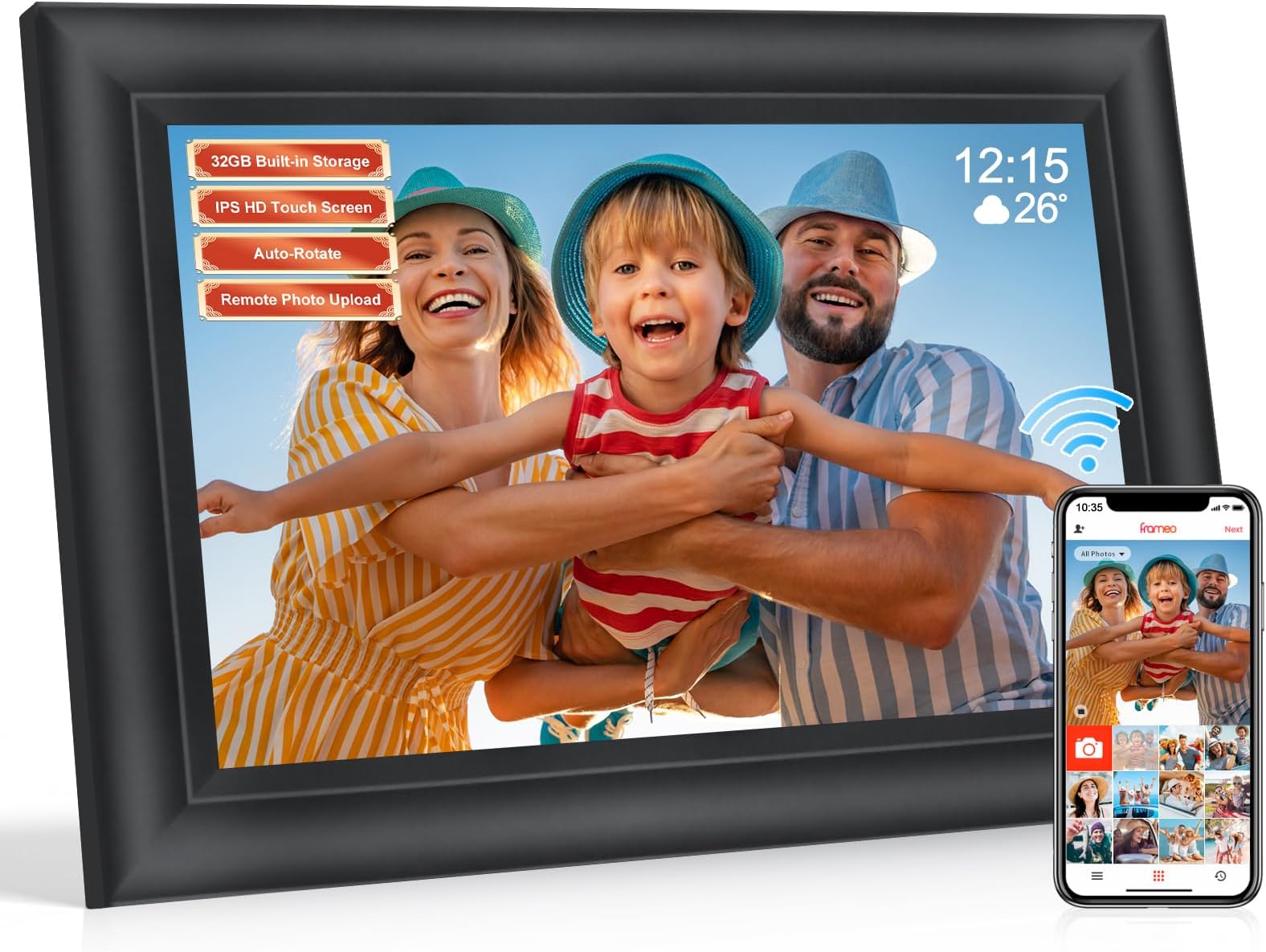 Amazon.com : Frameo 10.1 Inch Digital Picture Frame WiF Black ...