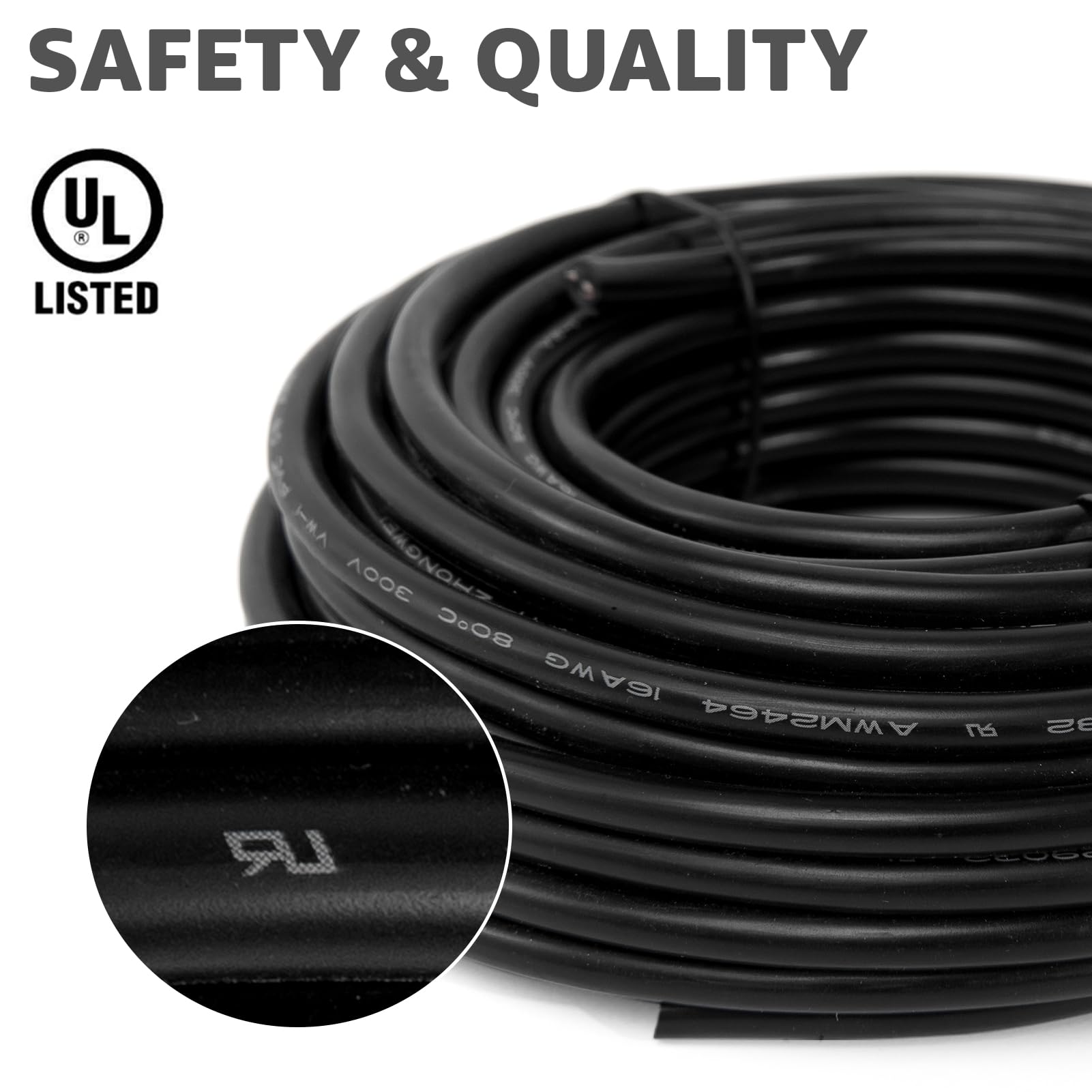 AMZDEPOT 50FT 16AWG Electrical Wire, 16 Gauge 2 Conductor Stranded PVC ...