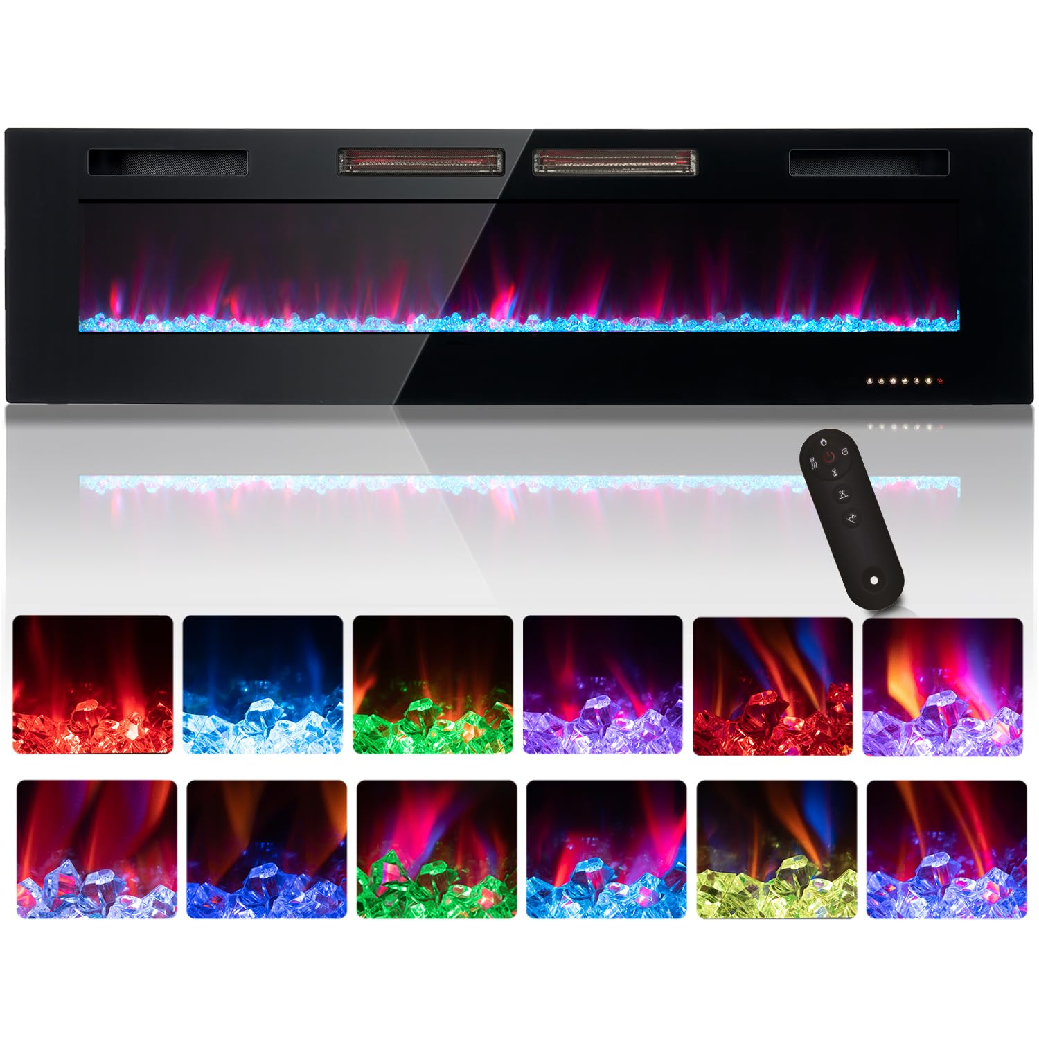 Amazon.com: oneinmil Electric Fireplace, 68 inch Wide Recessed/Wall ...
