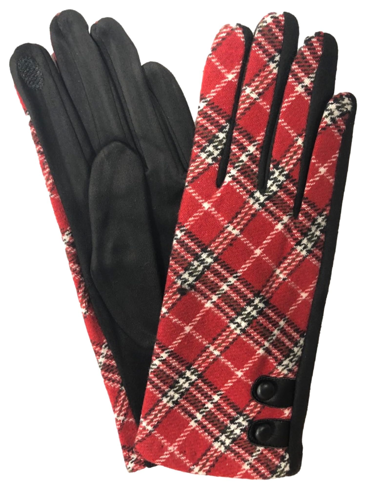 Original USA Womens Red Plaid Stretch Fit Texting & Tech Touchscreen ...