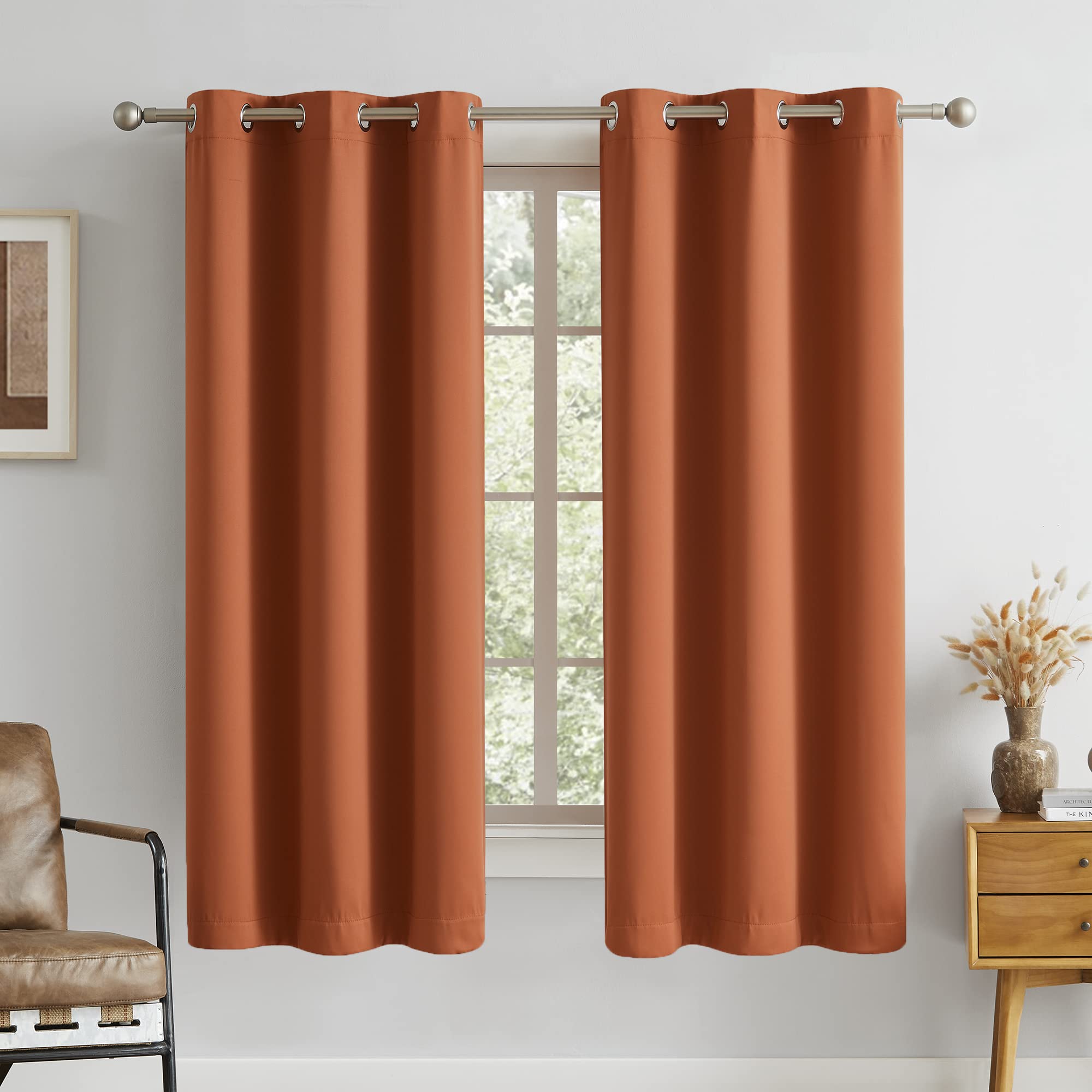 Amazon.com: DUALIFE Rust Curtains 72 Inch Length 2 Panels Thermal ...