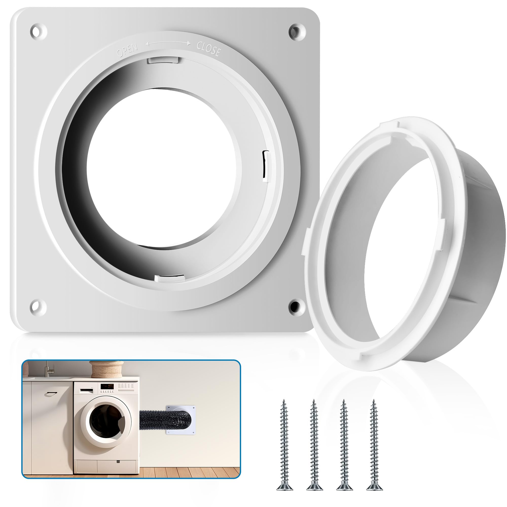 Amazon.com: Dryer Vent Wall Plate Connector Kit - 4 Inch Duct Connector ...