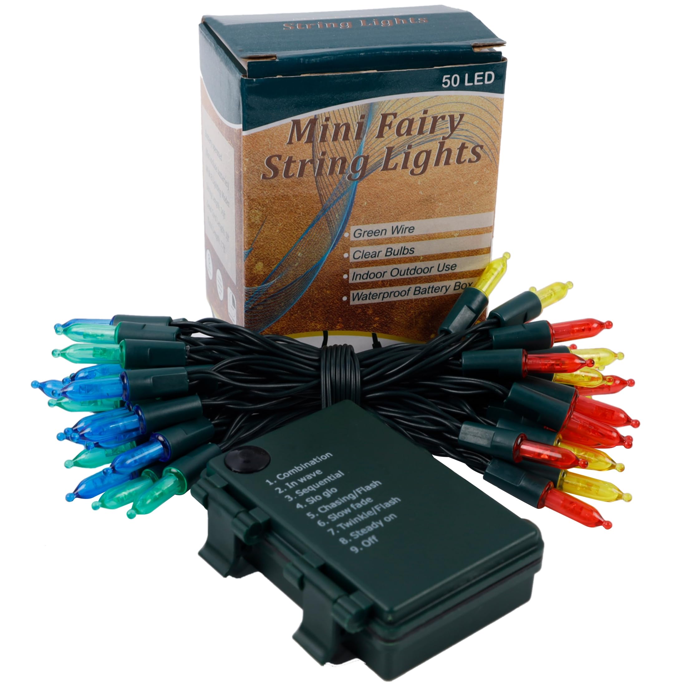 Snapklik.com : Blissun Christmas Lights, 50-Count Green Wire Light Set ...