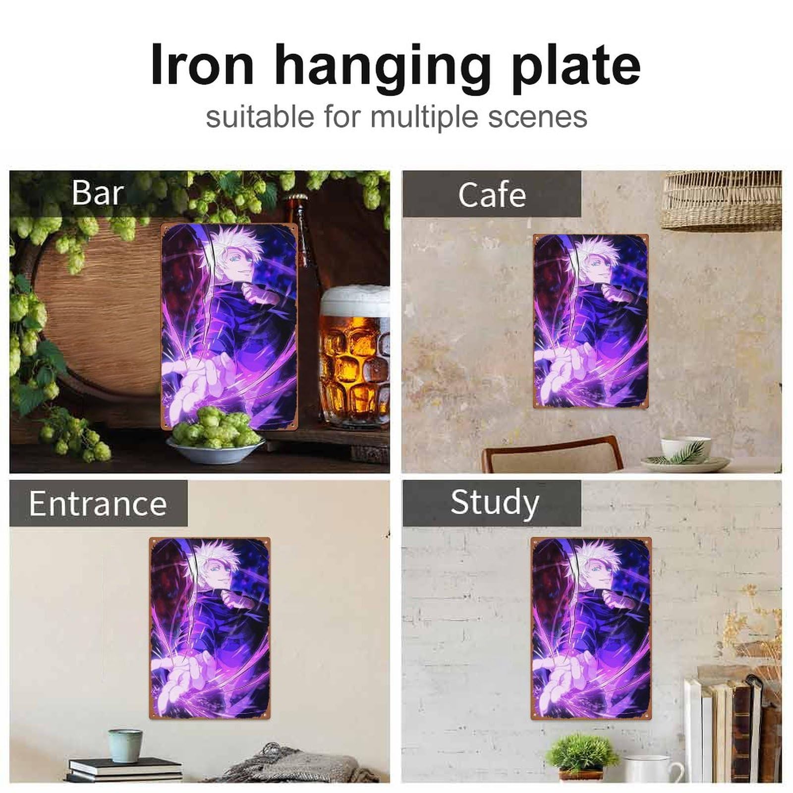 Snapklik.com : Satoru Gojo Metal Tin Sign Hanging Retro Sign Kitchen ...