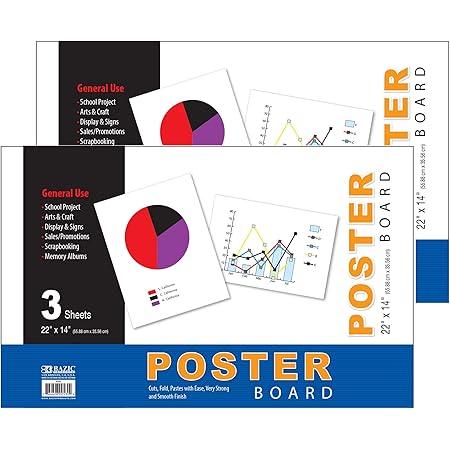 Amazon.com : Royal Brites White Poster Board, Medium Size Presentation ...