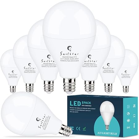 12 Pack E12 Ceiling Fan Light Bulbs, 60W Equivalent, Natural Daylight ...