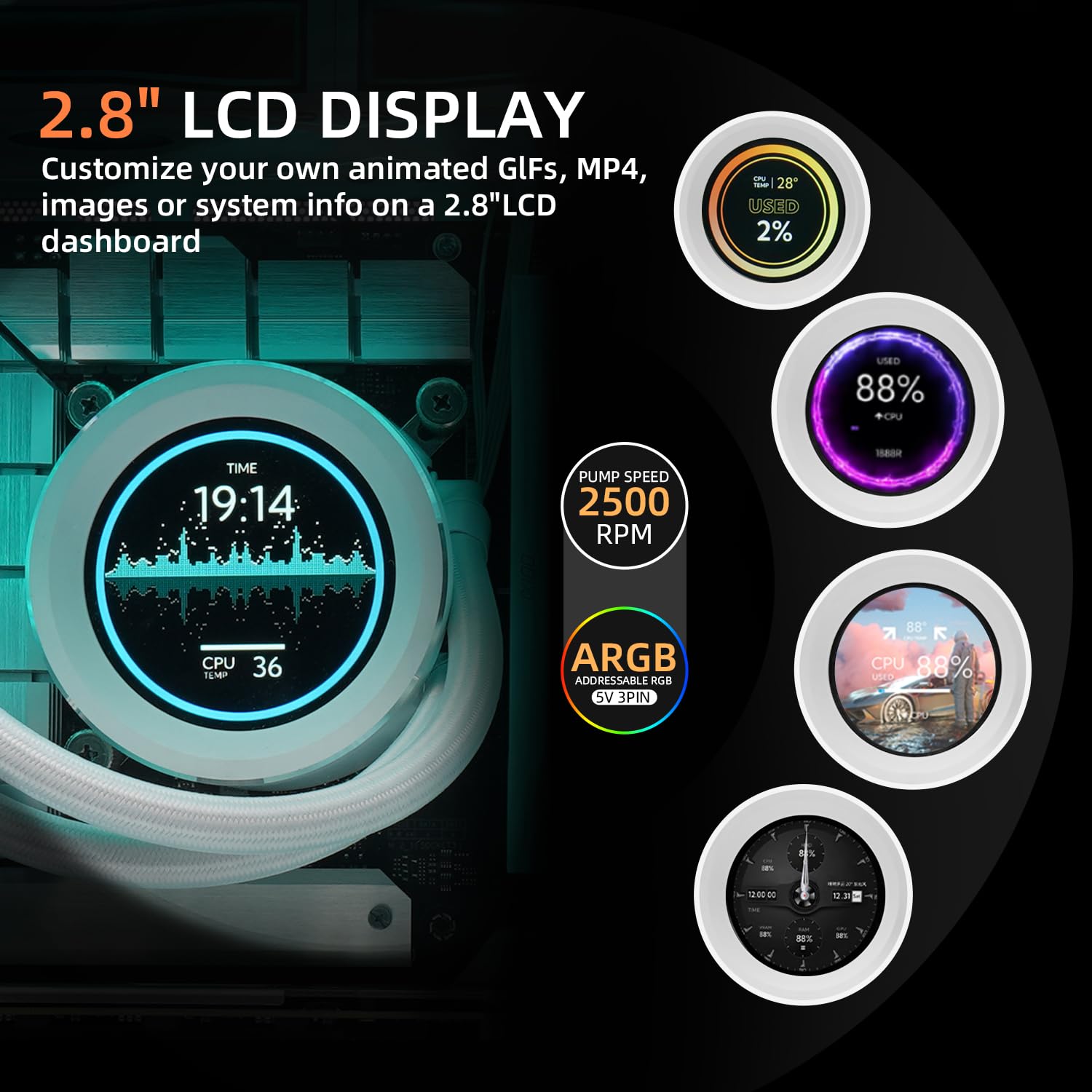 SAMA SM360 PRO White Liquid Cooler 360mm ARGB AIO Nepal | Ubuy