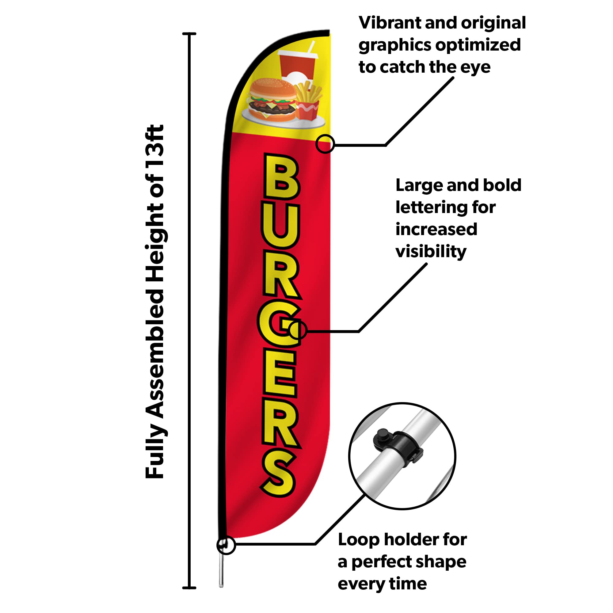 LookOurWay Food Themed 12-Feet Tall Feather Flag Complete Set with ...