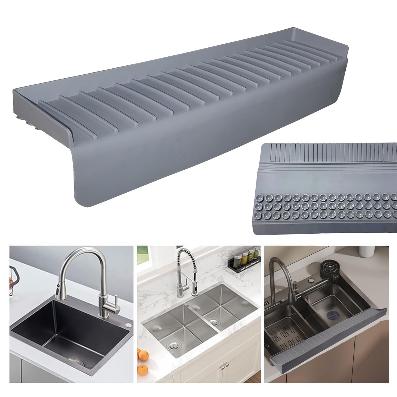 Silicone Sink Edge Protector ＆ Splash Guards with Suction Cup for ...
