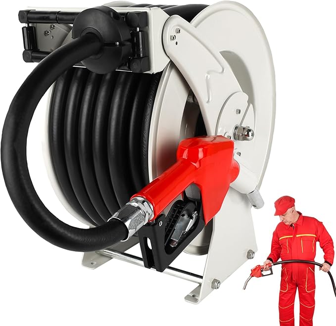 Retractable Fuel Hose Reel with Fueling Nozzle, 3/4" x 66' Diesel Hose ...