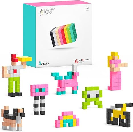 Amazon.com: PIXIO - Tiny Magnetic Blocks Building Toy in Pixel Art ...