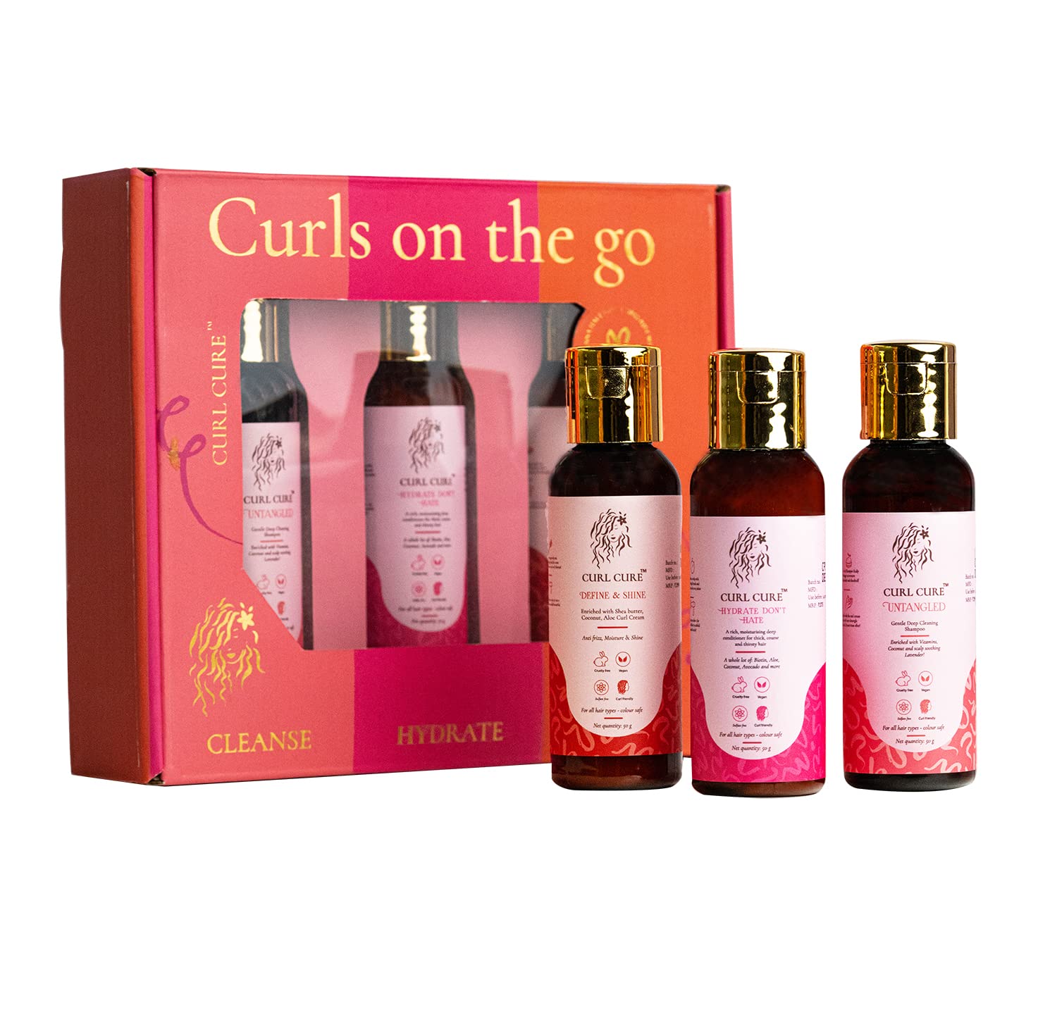 Curl Cure 3 Step travel Routine | Gentle Clarifying Shampoo, Deep ...