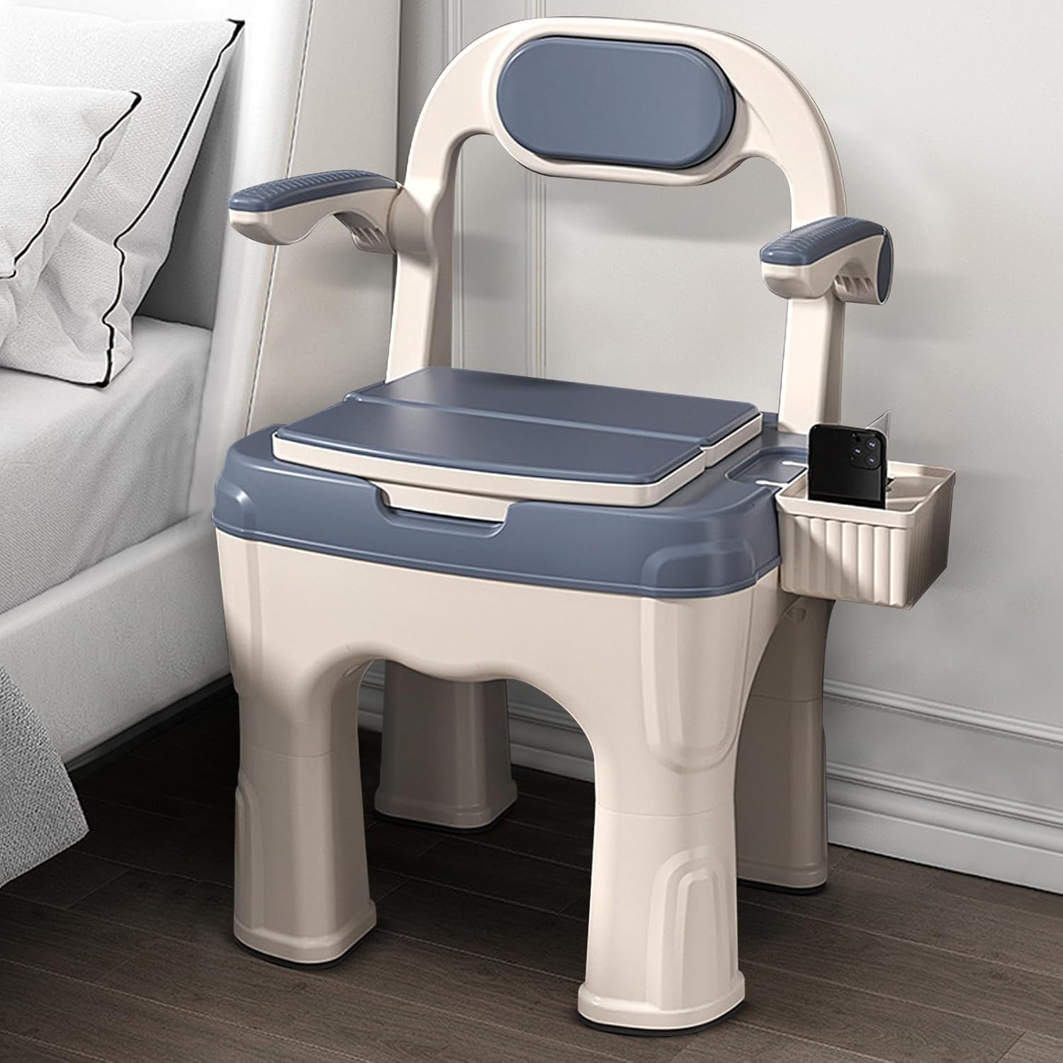 Commode Toilet Chair,Bedside Commodes with Built-in Toilet with Soft ...