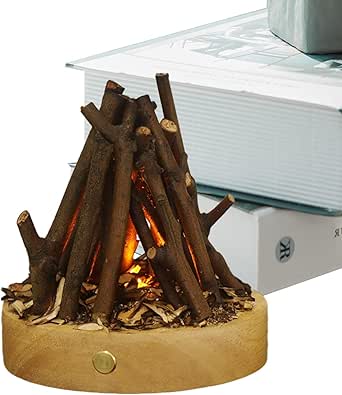 Fire Lamp, 3 Modes Adjustable Night Light Flame Lamp USB Rechargeable ...