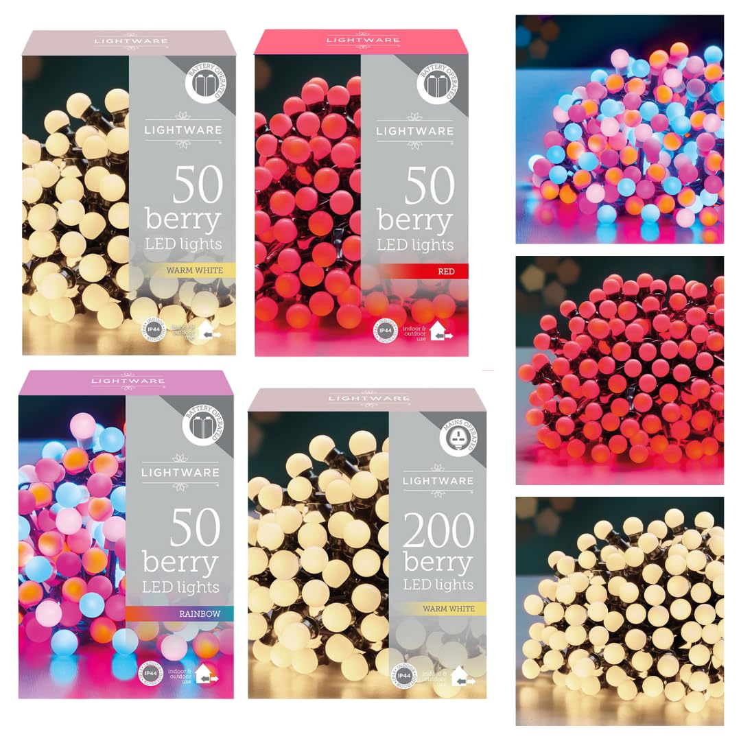 Daniel James 50 Berry Frosted LED Fairy Lights – Multi Coloured LED ...