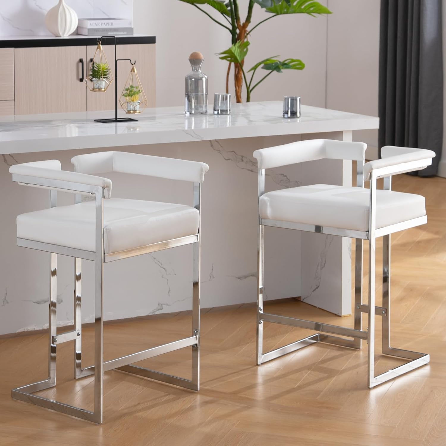 Amazon.com: Ya-Home Modern Bar Stools Set of 2, 26 Inch Counter Height ...