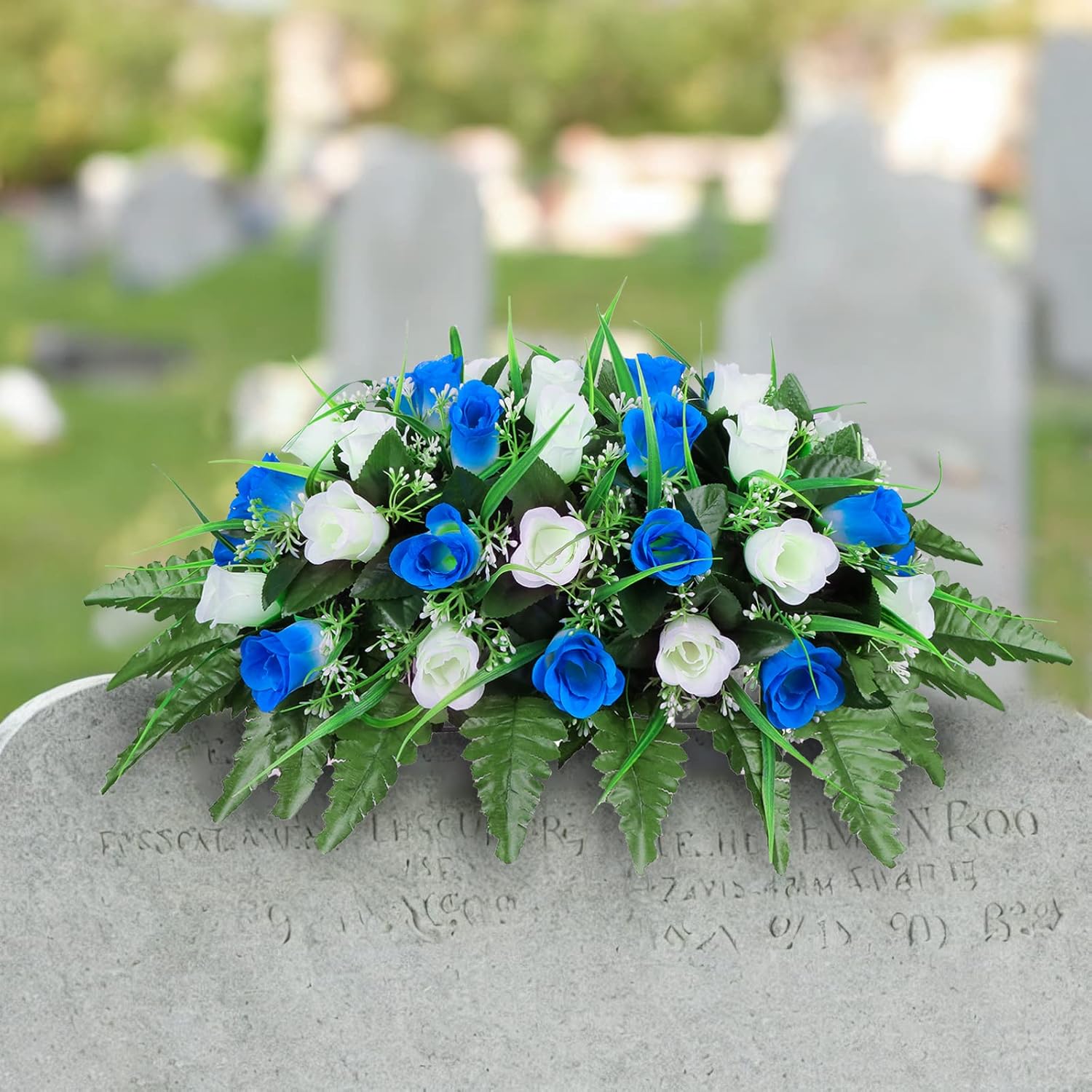 Amazon.com: LVXINLI Artificial Cemetery Flower-Outdoor Grave Saddle ...