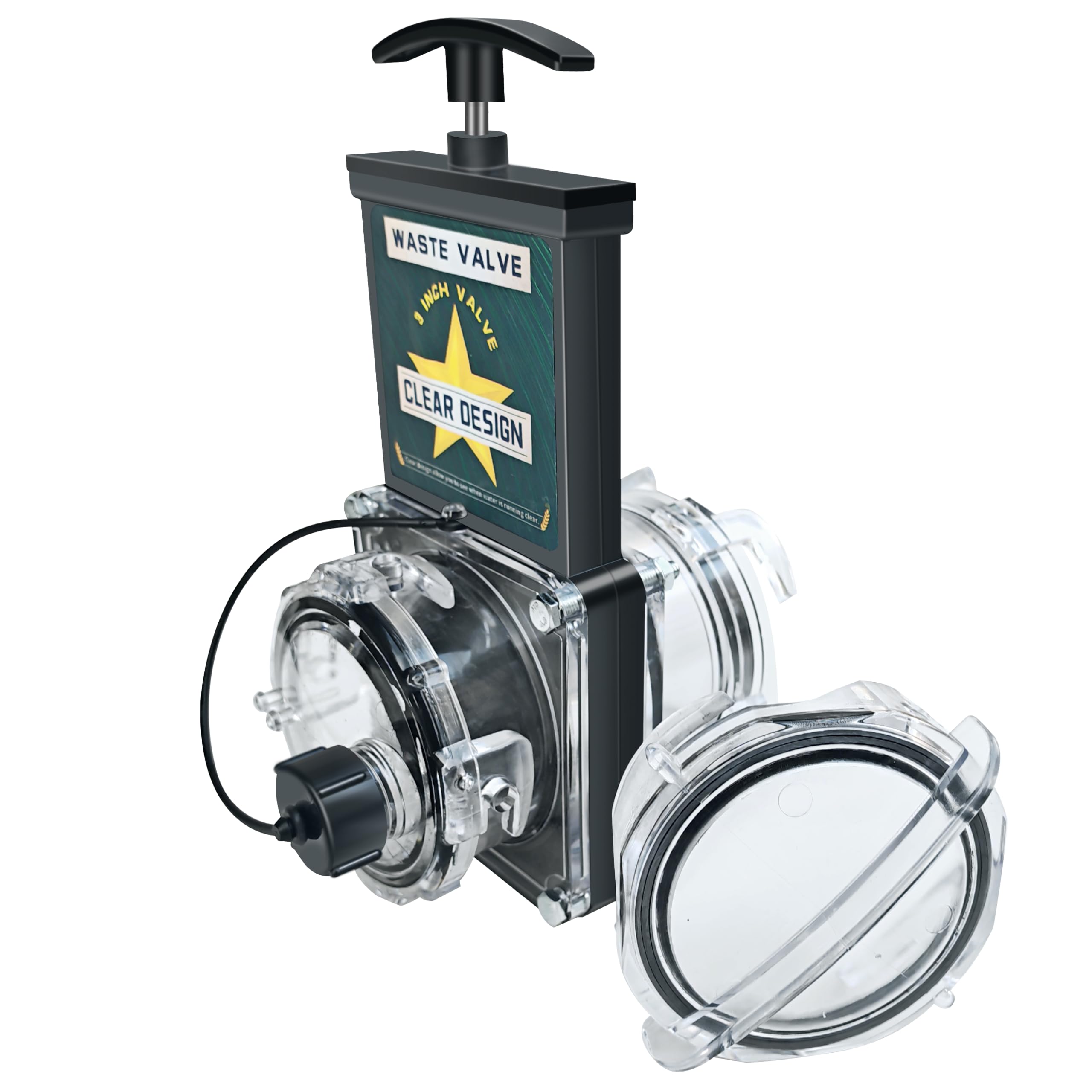 Amazon.com: 3-inch RV Waste Valve Sewer Gate with two clear Caps ...
