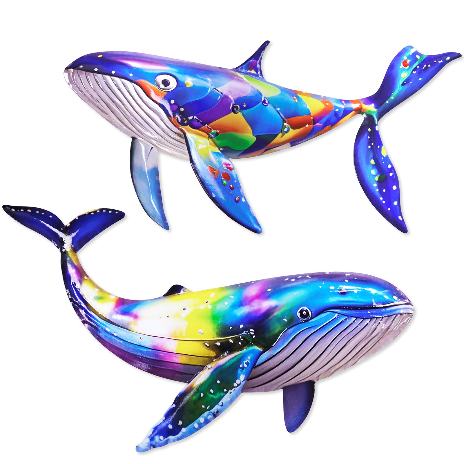 Amazon.com: ULENDIS 2 Pack Metal Whales Wall Decor, Bright Color ...