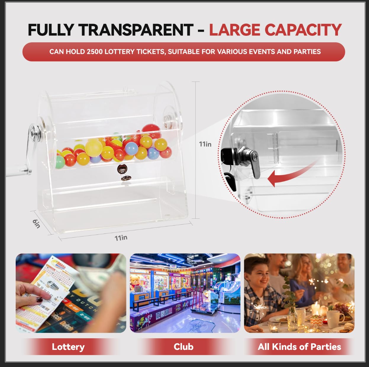 Snapklik.com : Raffle Ticket Spinner, Acrylic Raffle Drum