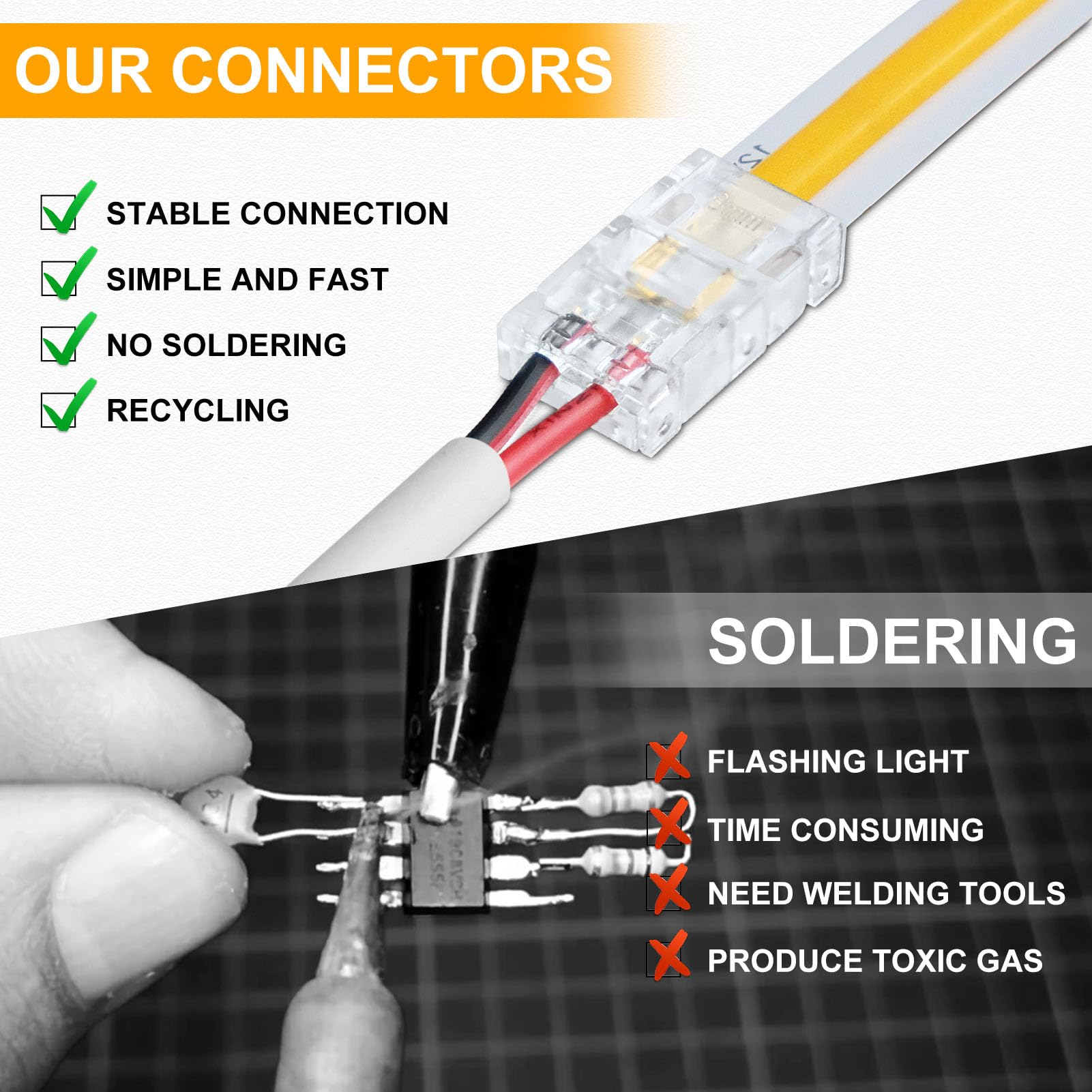 Snapklik.com : LED Connectors 2Pin 10mm, 10 PCS DC Female Plug ...