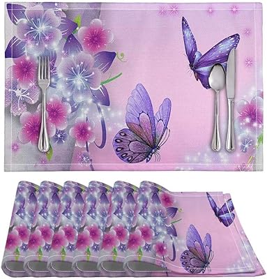 Amazon.com: Croar Spring Summer Colorful Butterfly Placemats Set of 4 ...